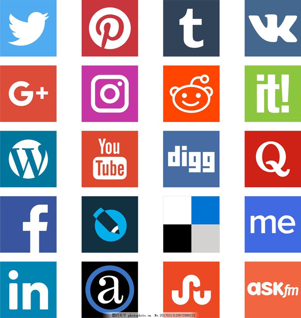 社会媒体图标图片_图标元素_设计元素-图行天下素材网